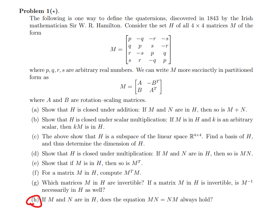 Solved Linear algebra and just h with steps | Chegg.com