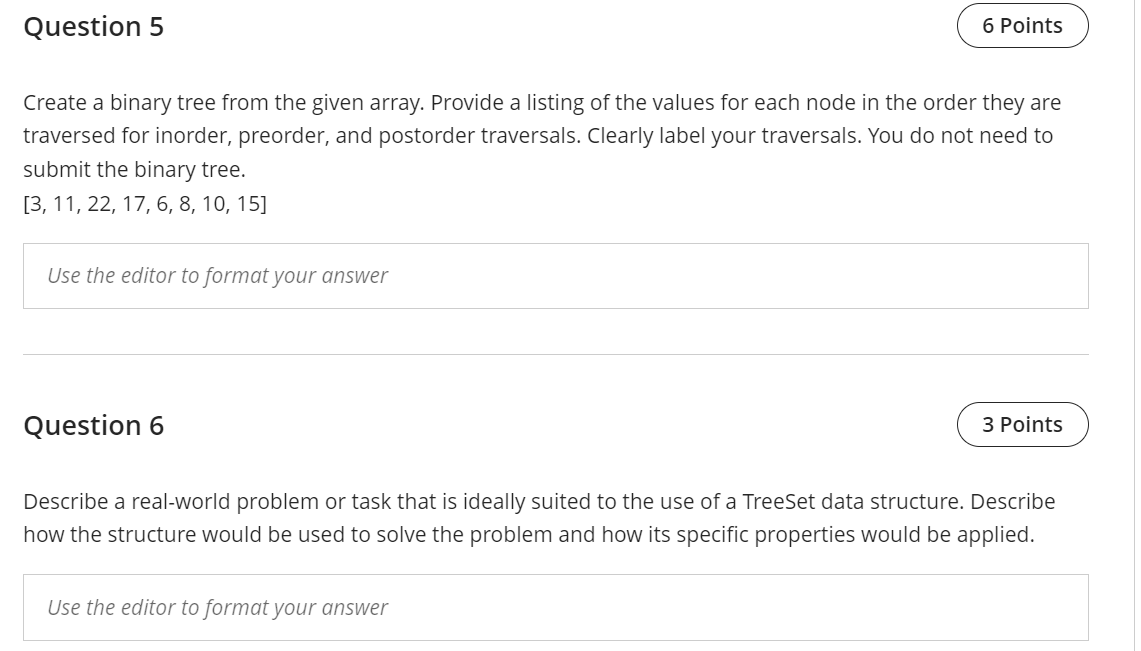 Solved Create a binary tree from the given array. Provide a | Chegg.com