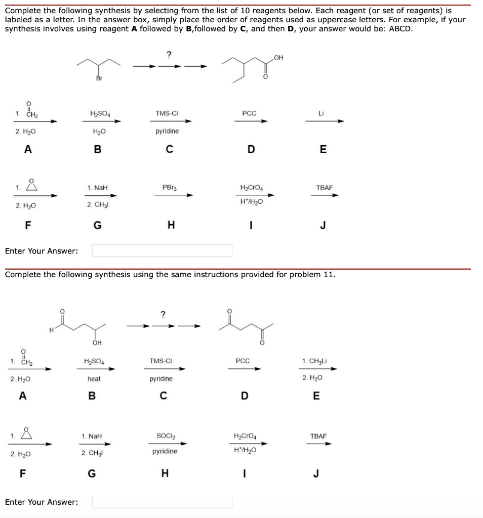 Solved Complete the following synthesis by selecting from | Chegg.com