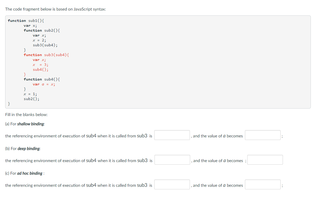 Solved The code fragment below is based on JavaScript | Chegg.com