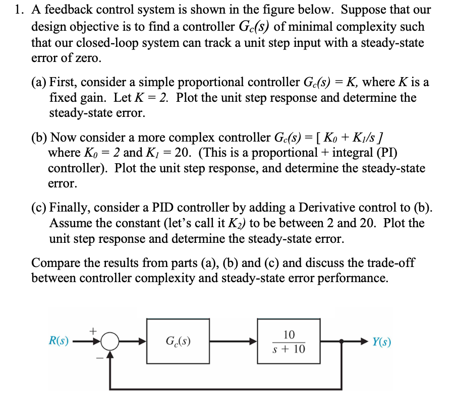 Solved 1 A Feedback Control System Is Shown In The Figure Chegg Solved 1 A Feedback Control System Is Shown In The Figure Chegg
