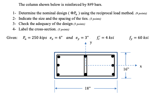 Solved The column shown below is reinforced by bars. 1. | Chegg.com