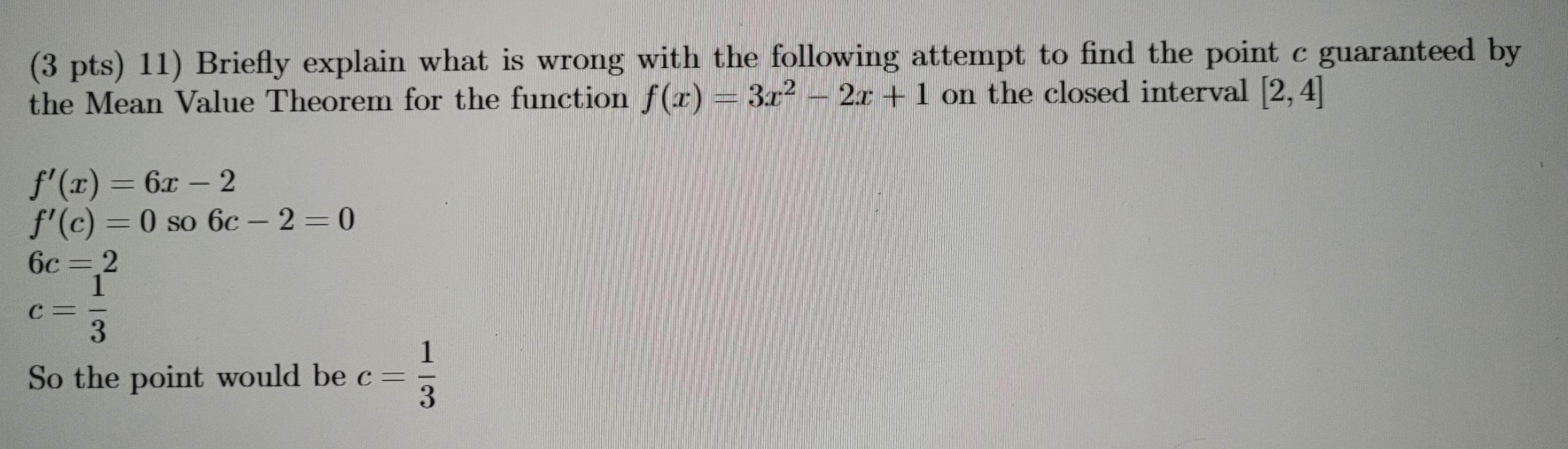 Solved (3 pts) 11) Briefly explain what is wrong with the | Chegg.com