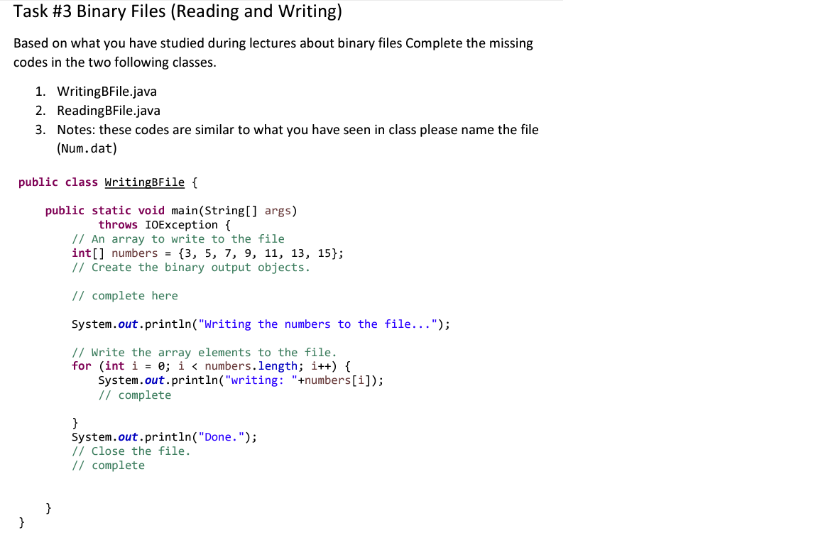Solved Task #3 Binary Files (Reading and Writing) Based on | Chegg.com