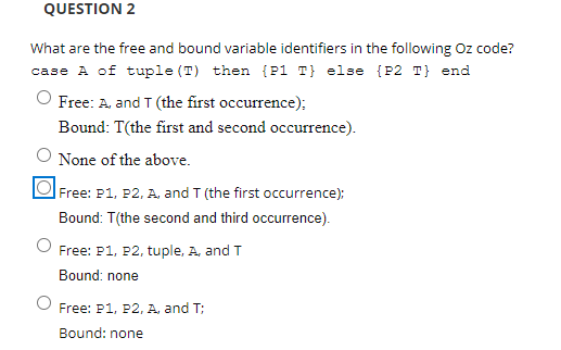 Solved QUESTION 2 What are the free and bound variable | Chegg.com