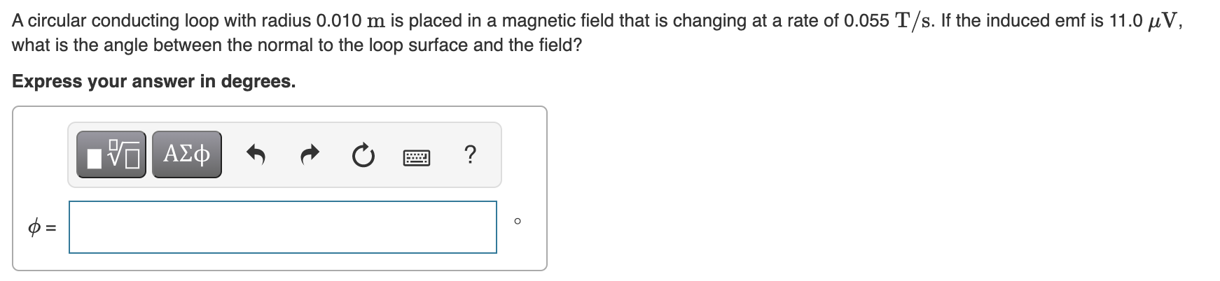 Solved A circular conducting loop with radius 0.010 m is | Chegg.com