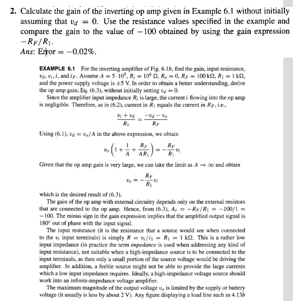 Solved 2. Calculate the gain of the inverting op amp given | Chegg.com