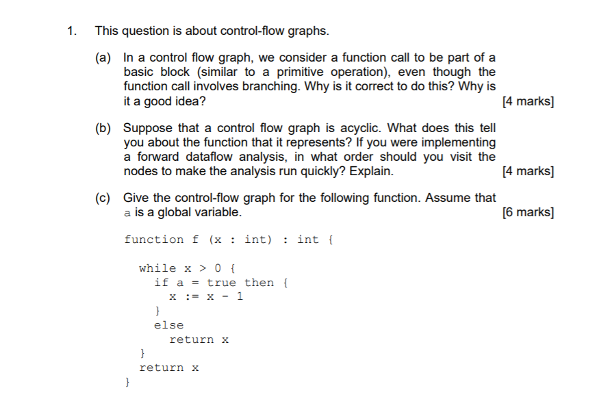 Solved 1. This question is about control-flow graphs. (a) In | Chegg.com