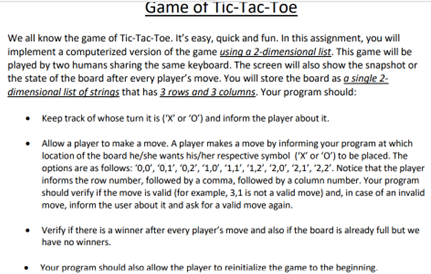 Solved We all know the game of Tic-Tac-Toe. It's easy, quick | Chegg.com