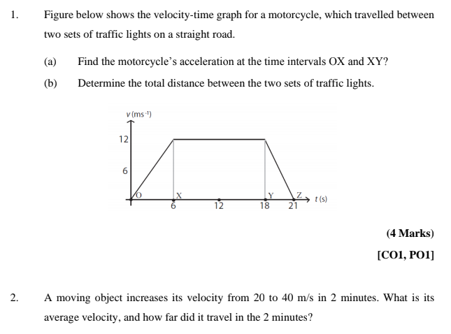 Solved 1. Figure below shows the velocity-time graph for a | Chegg.com