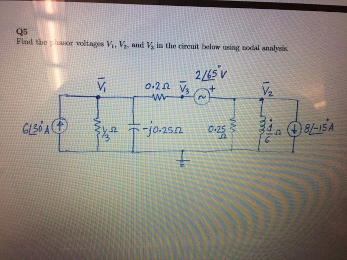 Solved Find the phasor voltages V_1, V_2, and V_3 in the | Chegg.com