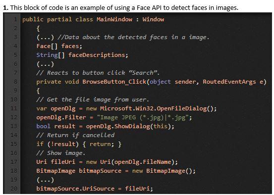 Solved 1. This block of code is an example of using a Face | Chegg.com