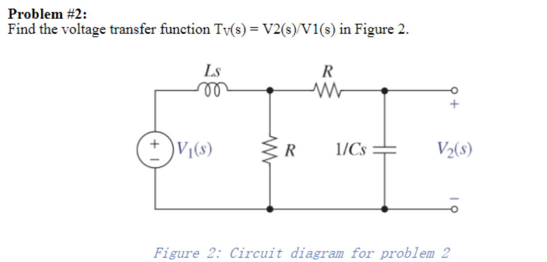 Solved Problem \#2: Find the voltage transfer function | Chegg.com