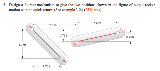 Solved Design a fourbar mechanism to give the two positions | Chegg.com