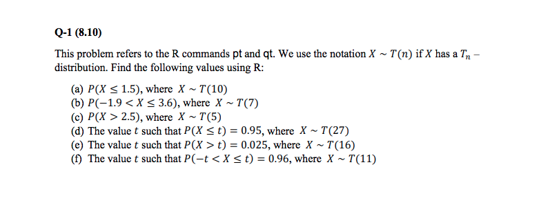 Solved Q-1 (8.10) This problem refers to the R commands pt | Chegg.com