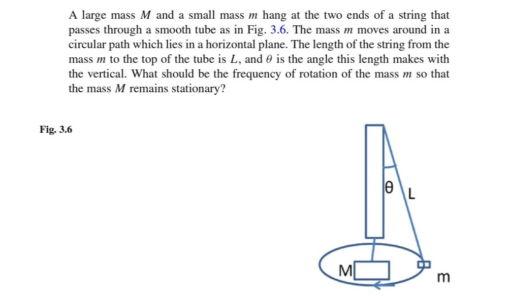Solved A large mass M and a small mass m hang at the two | Chegg.com