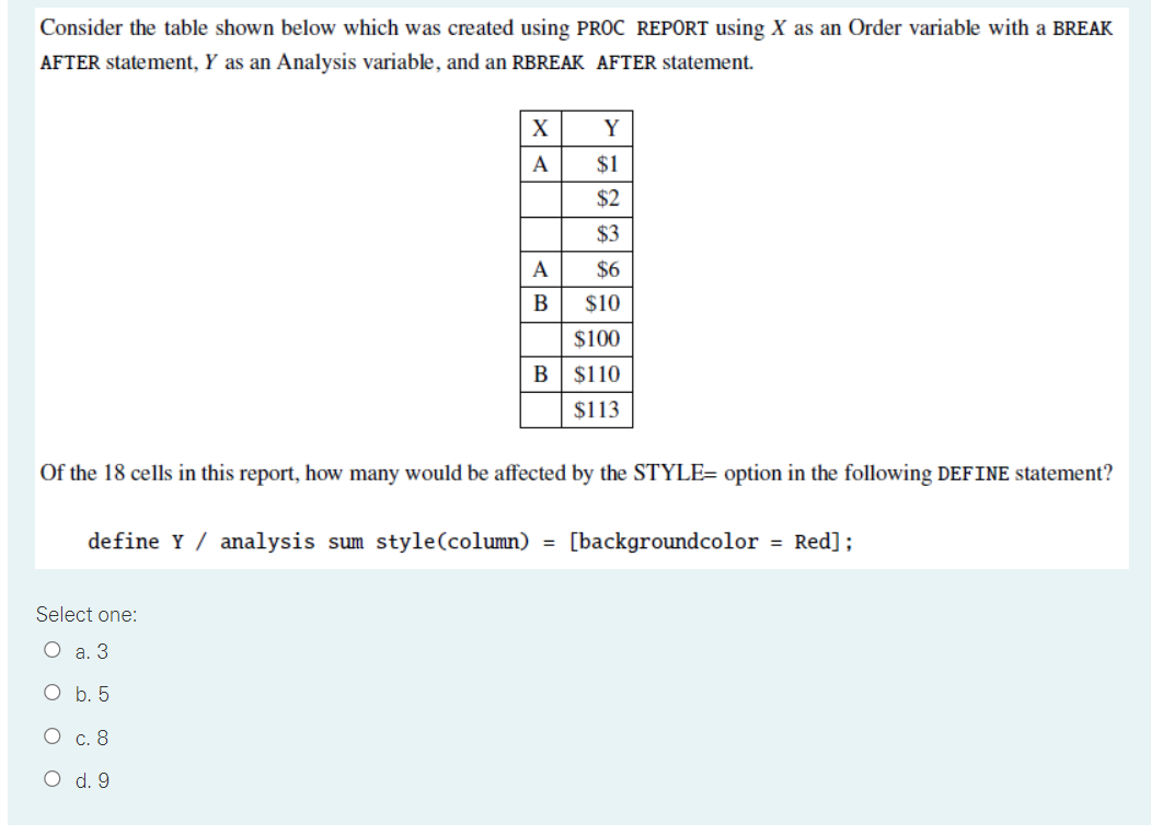 Solved Consider the table shown below which was created | Chegg.com