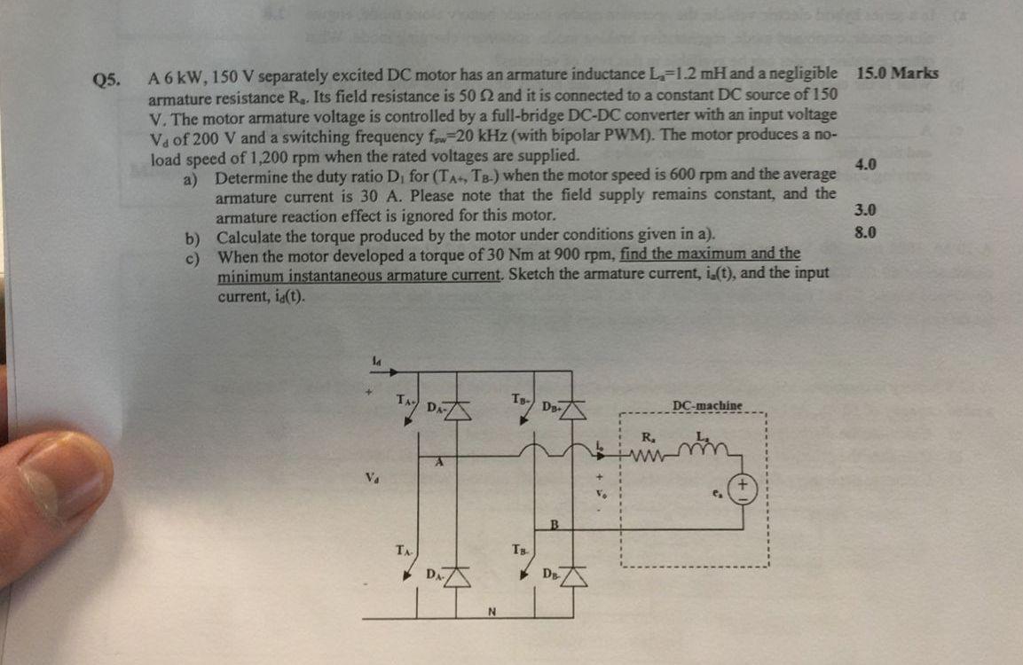 Solved Q5. A6 kW, 150 V separately excited DC motor has an | Chegg.com