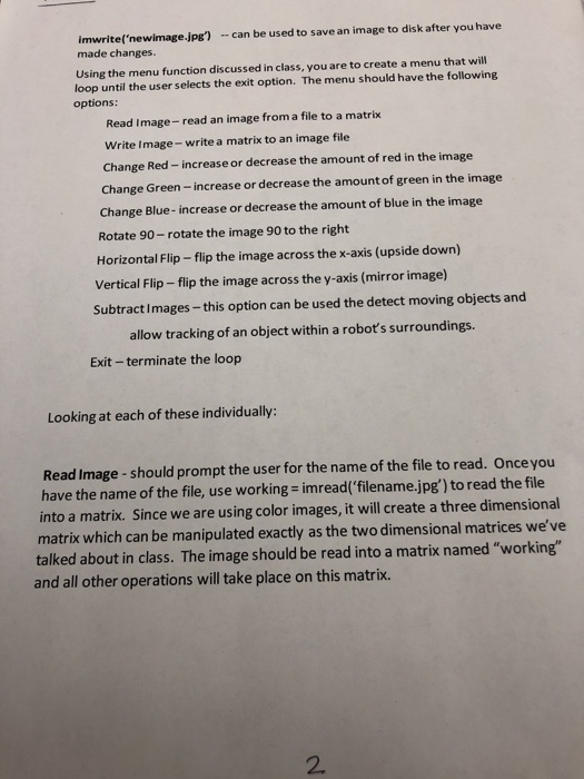 Matlab Homework #3 : Matlab Image Manipulation JPEG | Chegg.com