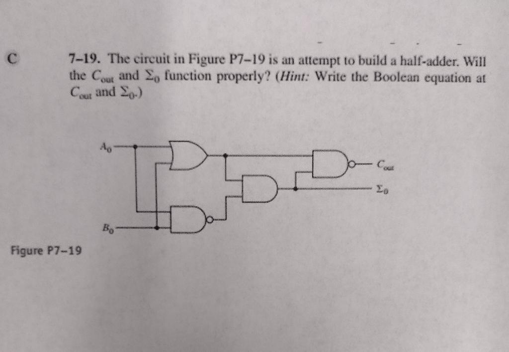 Solved C 7-19. The circuit in Figure P7-19 is an attempt to | Chegg.com