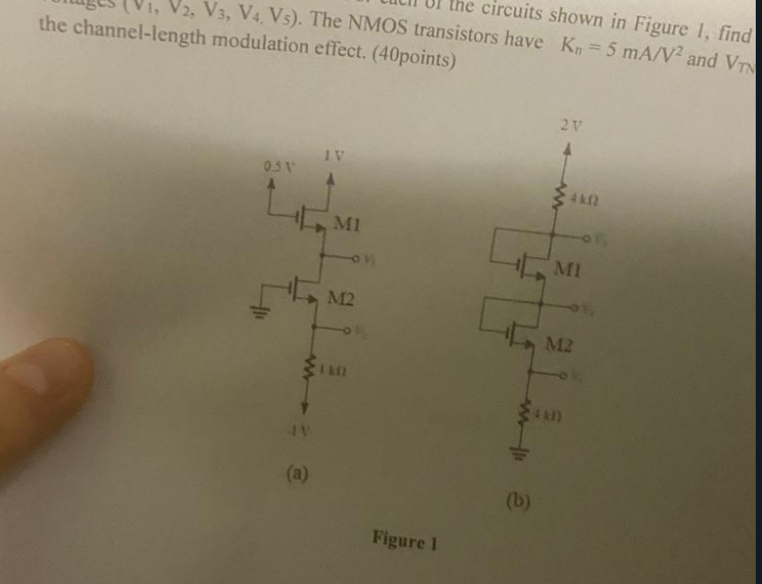 the channel-length V3,V4,V5 ). The NMOS transistors | Chegg.com