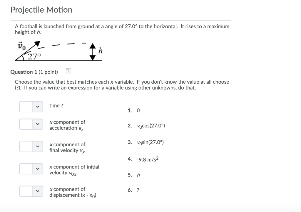 Solved Projectile Motion A football is launched from ground | Chegg.com