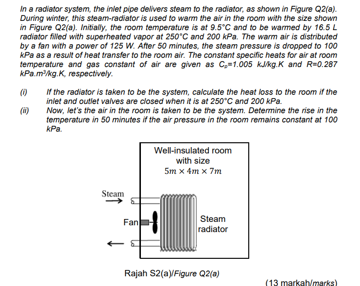 Solved In a radiator system, the inlet pipe delivers steam | Chegg.com