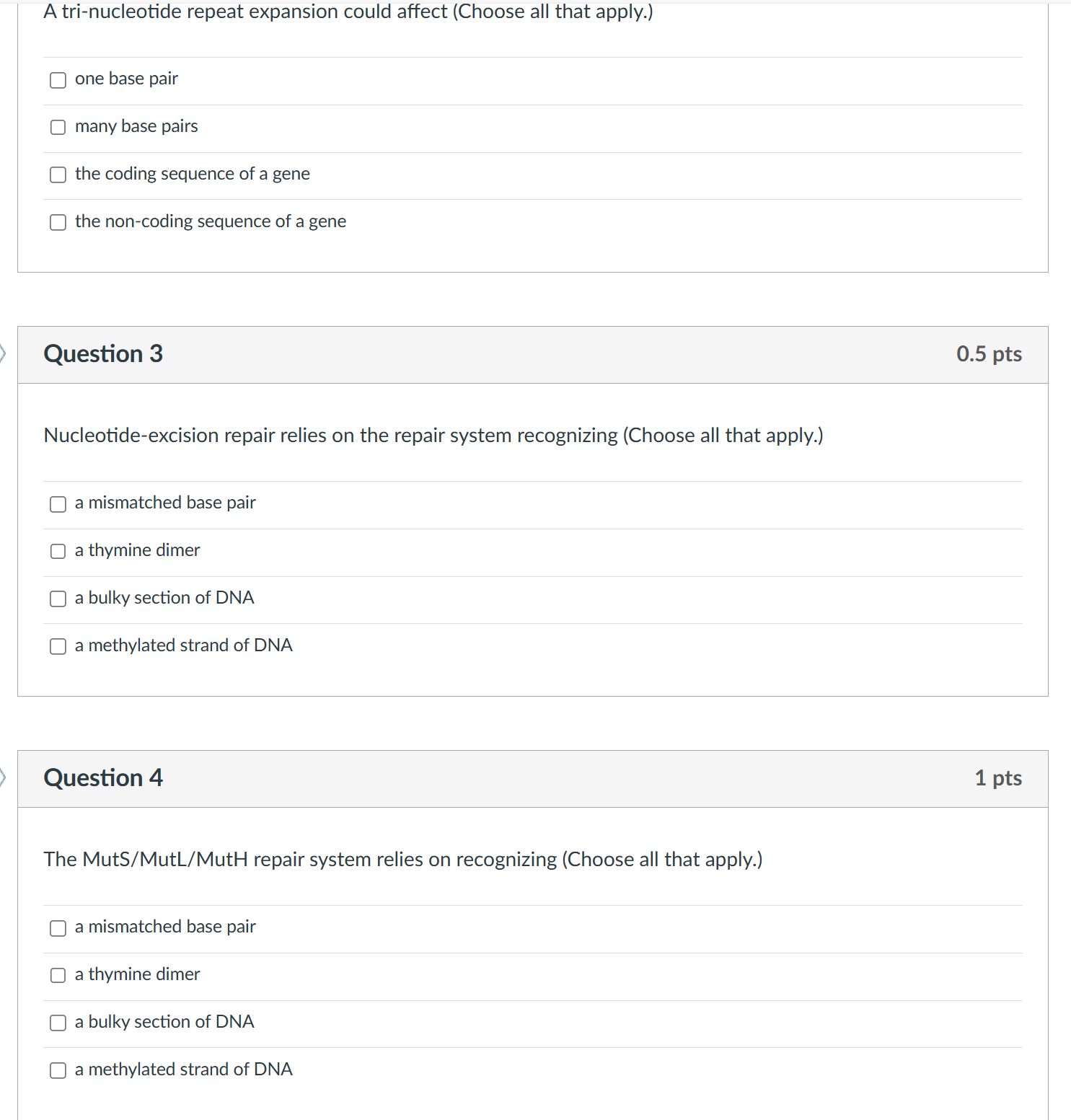 Solved A tri-nucleotide repeat expansion could affect | Chegg.com