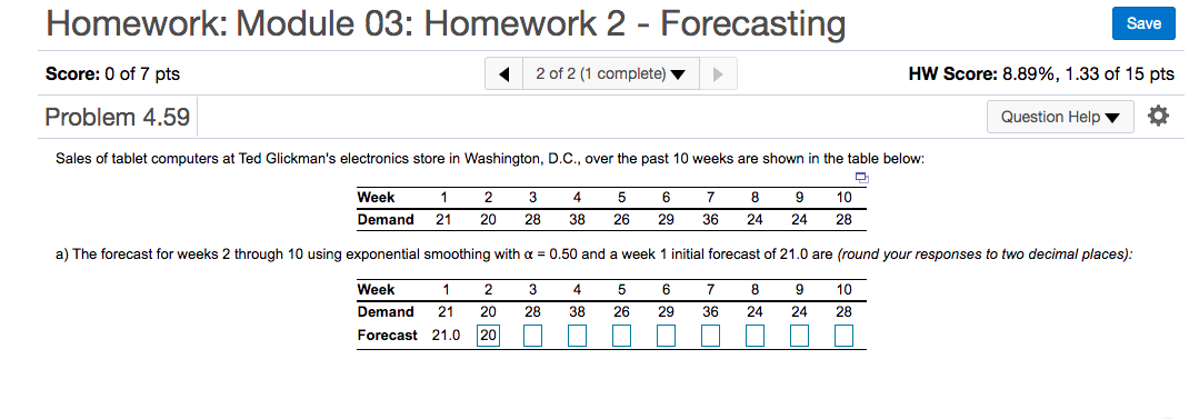 Solved Homework Module 03 Homework 2 Forecasting Save