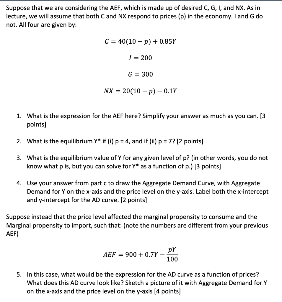 Solved Suppose that we are considering the AEF, which is | Chegg.com
