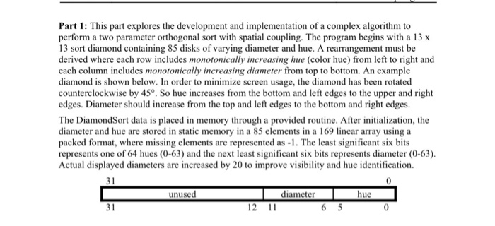Solved Complete the Diamond Sort project. Following the code | Chegg.com