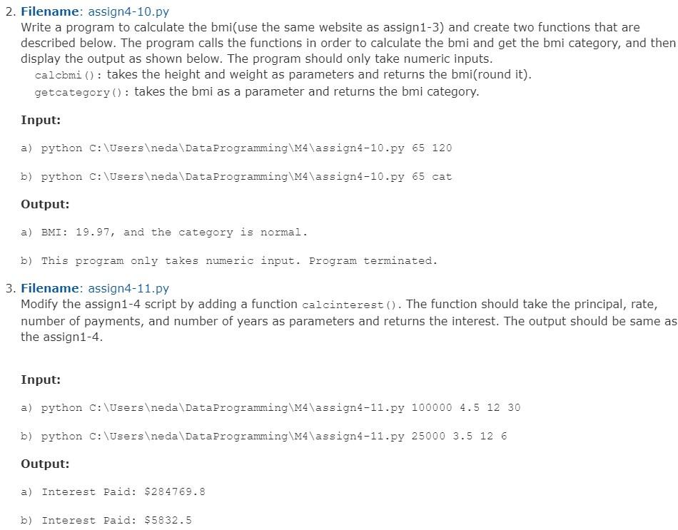Solved 2 Filename Assign4 10 Py Write A Program To