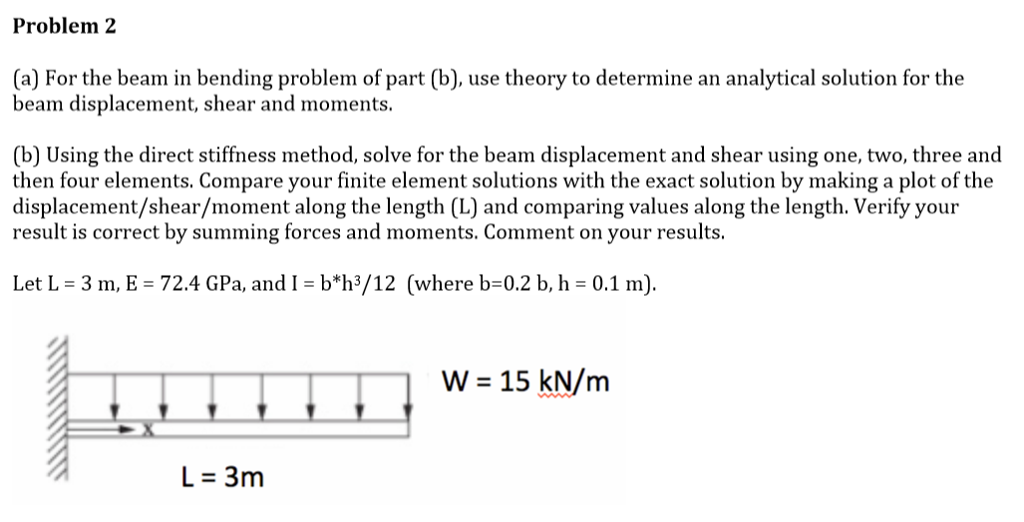 Solved Problem 2 (a) For the beam in bending problem of part | Chegg.com