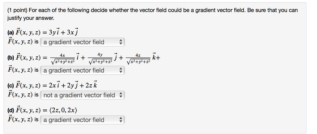Solved (1 point) For each of the following decide whether | Chegg.com