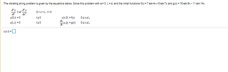 Solved The Vibrating String Problem Is Given By The 