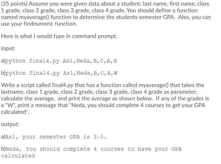 Solved (35 points) Assume you were given data about a | Chegg.com
