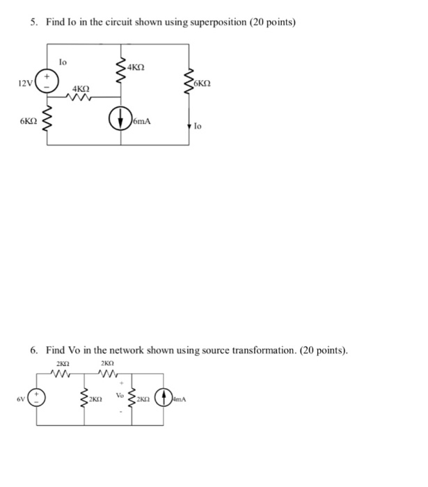 Solved 5 Find Io in the circuit shown using superposition | Chegg.com