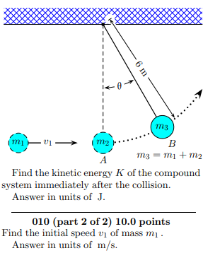 Solved 009 (part 1 of 2 ) 10.0 points Given two masses, | Chegg.com