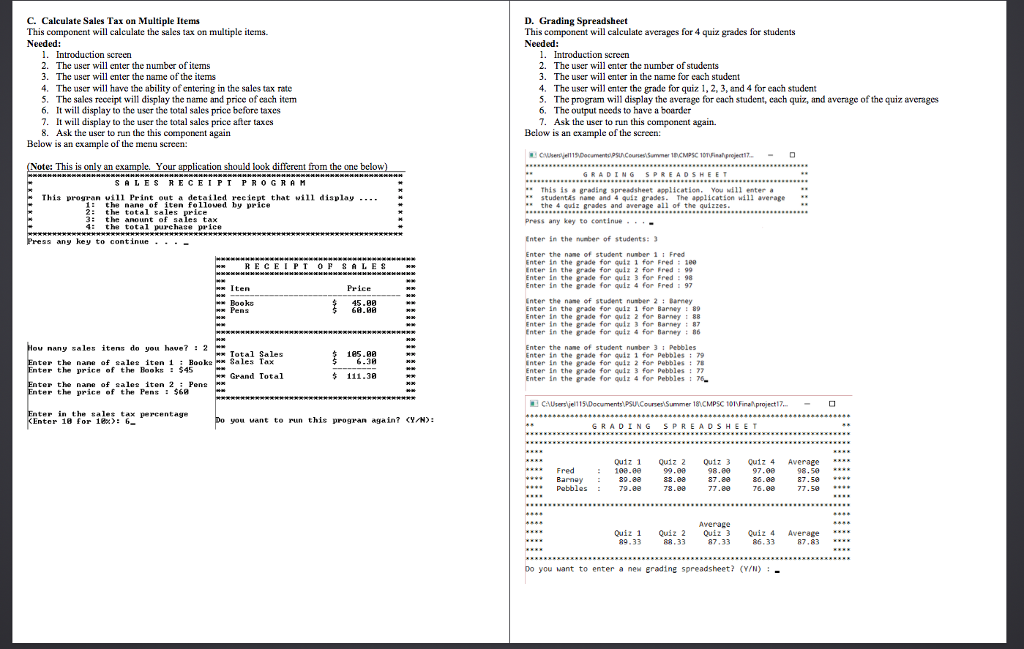 Solved computer science final program | Chegg.com