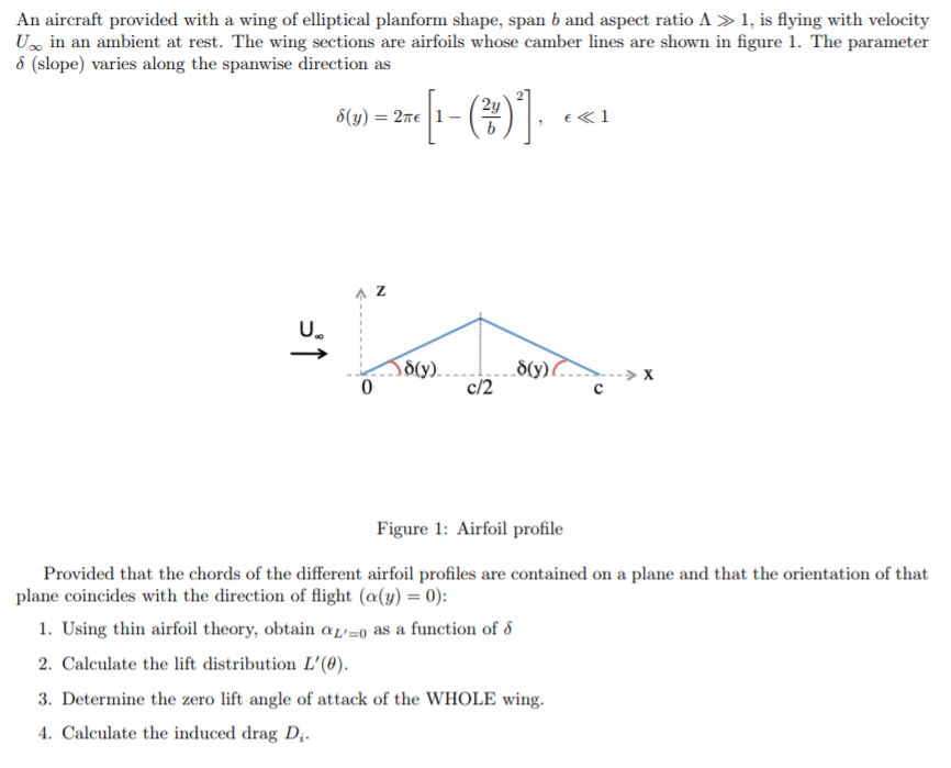 An aircraft provided with a wing of elliptical | Chegg.com