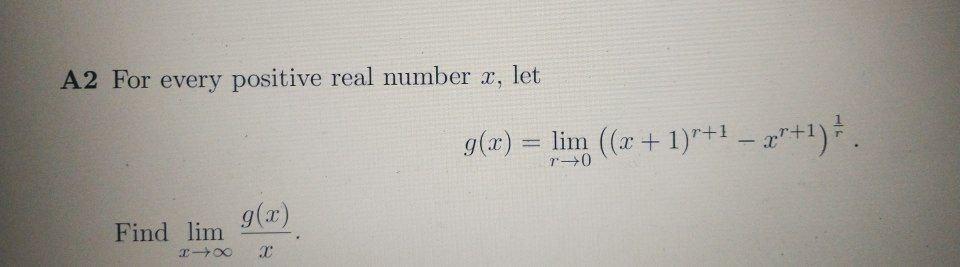 Solved A2 For every positive real number x, let | Chegg.com