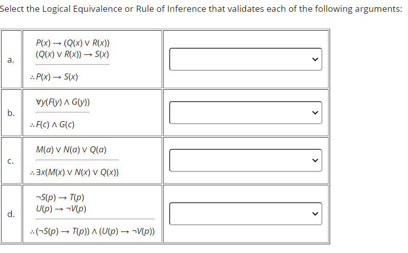 Select the Logical Equivalence or Rule of Inference | Chegg.com