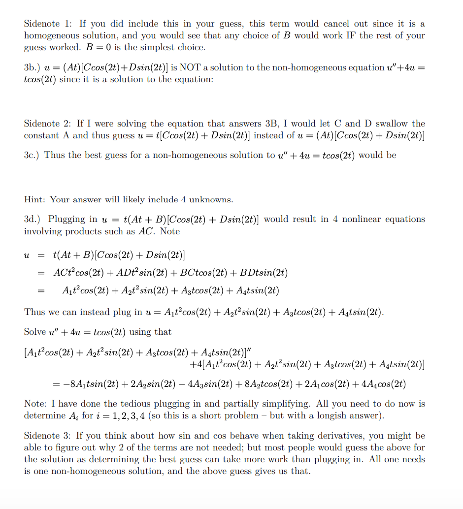 Solved 3.) Suppose u" +4u = tcos(2t) models mechanical | Chegg.com