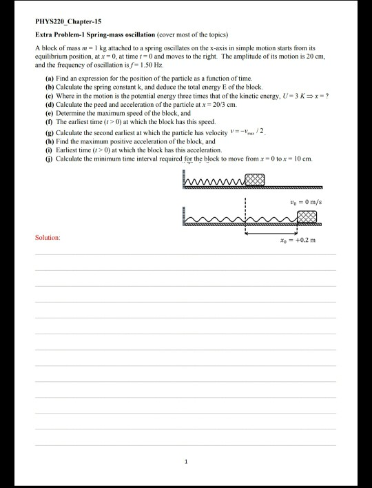 Solved PHYS220_Chapter-15 Extra Problem-1 Spring-mass | Chegg.com