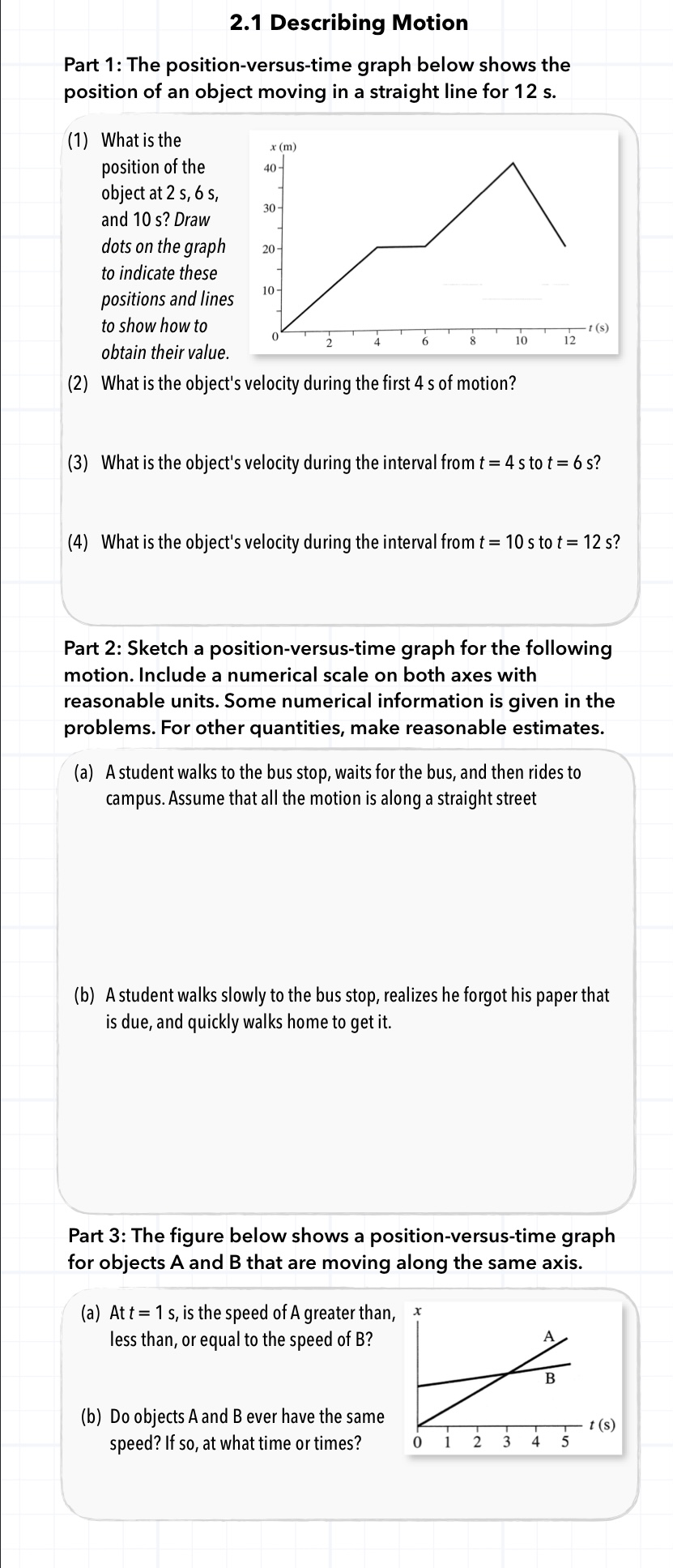 Solved 2.1 Describing Motion Part 1: The | Chegg.com