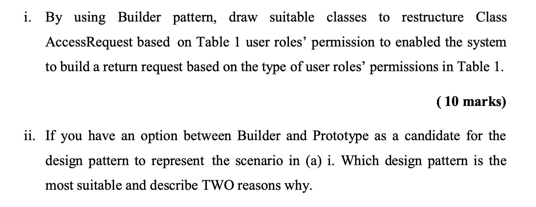 i. By using Builder pattern, draw suitable classes to | Chegg.com