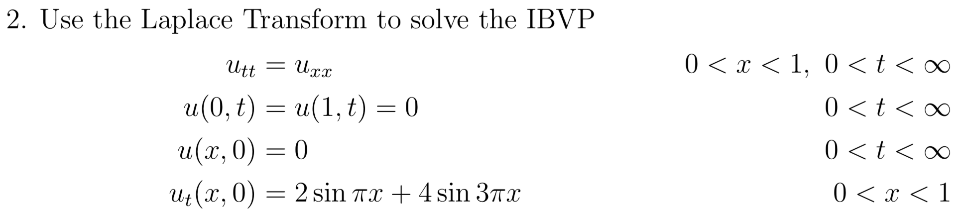 Solved 2. Use the Laplace Transform to solve the IBVP Utt = | Chegg.com