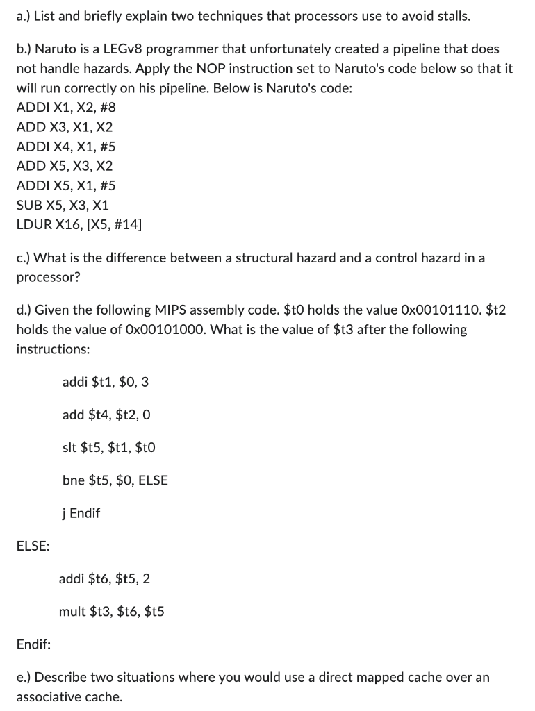 Solved a.) List and briefly explain two techniques that | Chegg.com