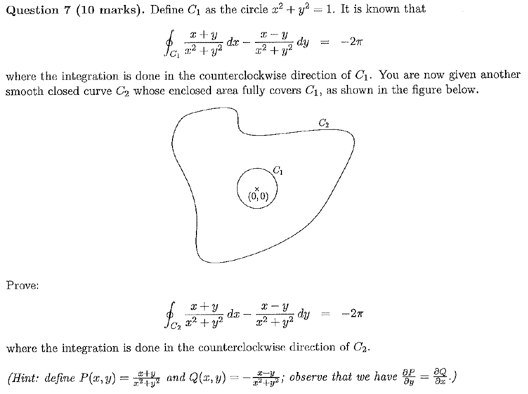 Solved Question 7 (10 marks). Define Ci as the circle x2 + | Chegg.com