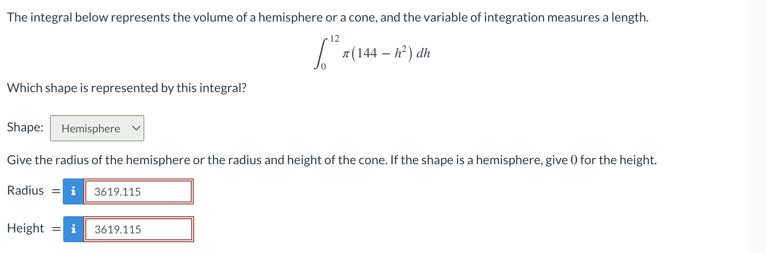 Solved The integral below represents the volume of a | Chegg.com